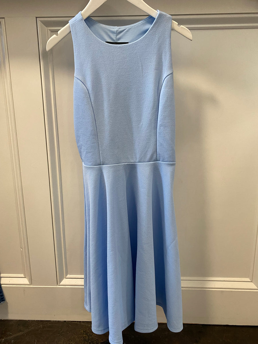 Powder Blue High Neck Dress – Mon Ami Bham